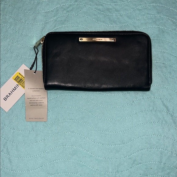 Brahmin | Bags | Brahmin Midnight Black Zip Wallet | Poshmark